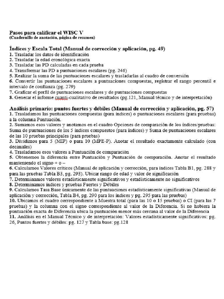 Pasos para Calificar El WISC | PDF