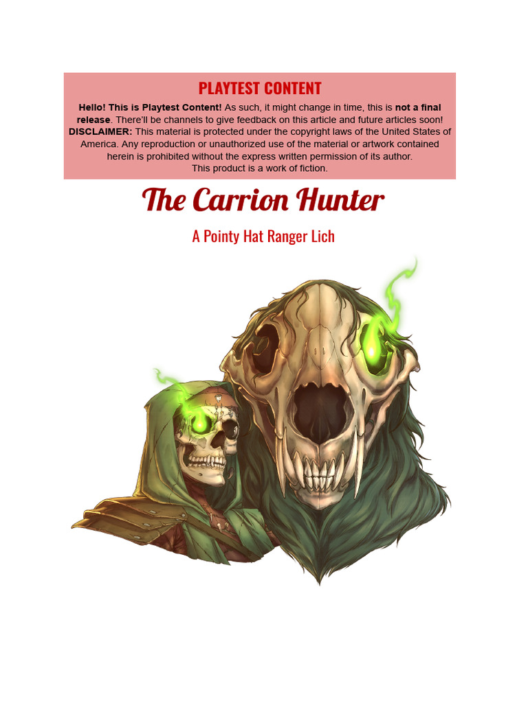 Carrion Hunter: Pointy Hat Lich Guide | PDF