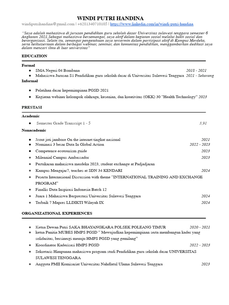 CV Windi Putri Handina | PDF