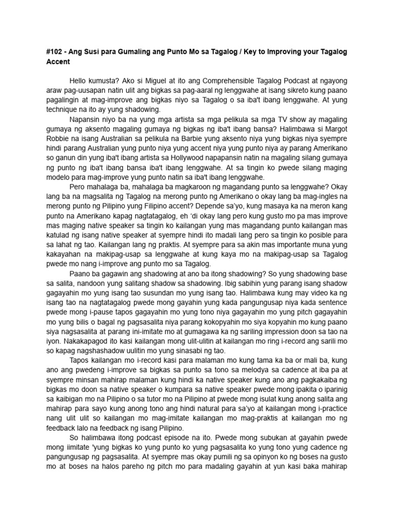 #102 - Ang Susi para Gumaling Ang Punto Mo Sa Tagalog - Key To ...