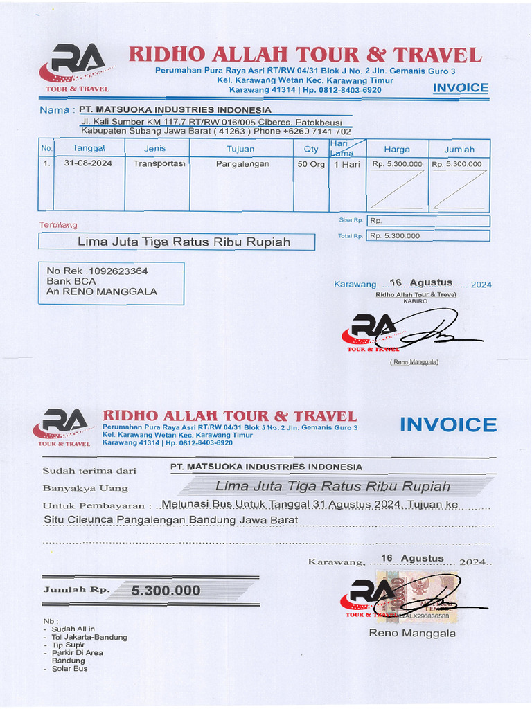 Invoice Kwitansi Materai 1 RA | PDF