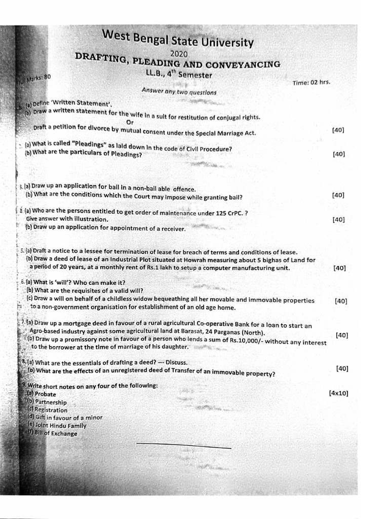 Drafting & Pleading Previous Year Questions | PDF