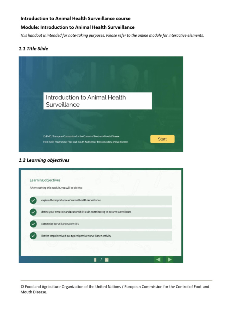 Animal Health Surveillance Course Overview | PDF | Veterinary Medicine