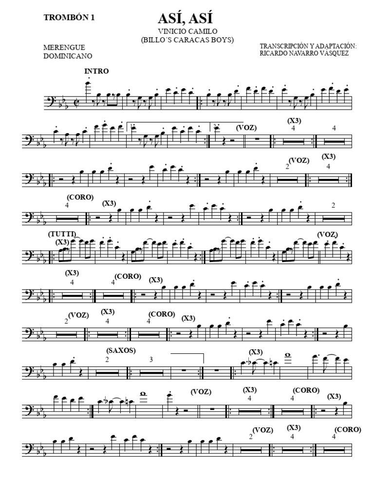 Así, Así Score - Trombón 1 | PDF