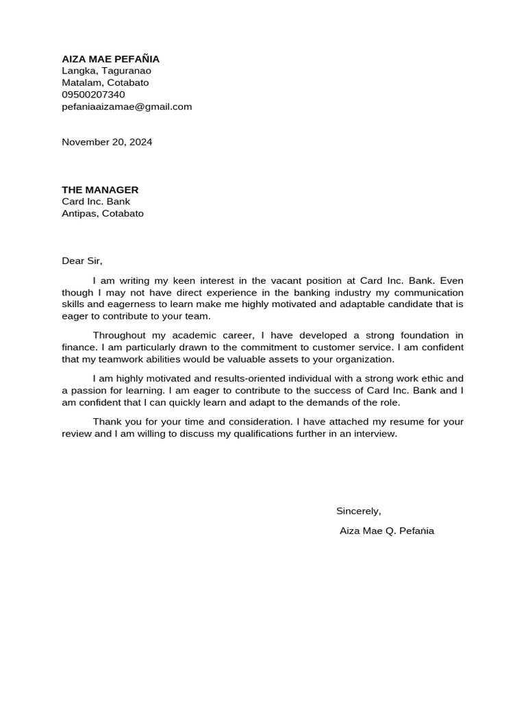 application aiza mae | PDF