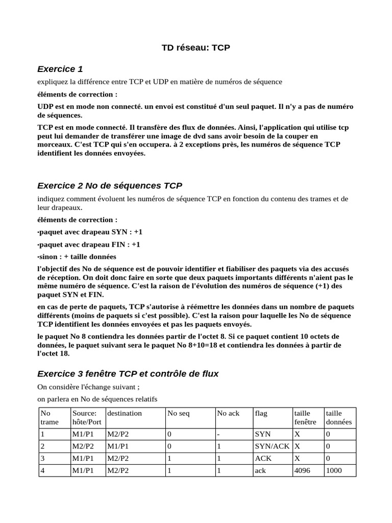 Différences entre TCP et UDP : Numéros de Séquence | PDF | Protocole de contrôle de transmission ...