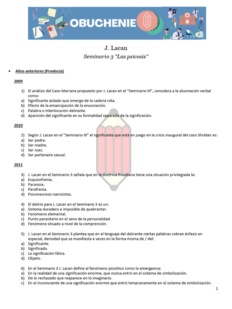 Material Lacan Seminario III (Caps 1, 2, 3, 4, 6, 11) | PDF | Jacques ...