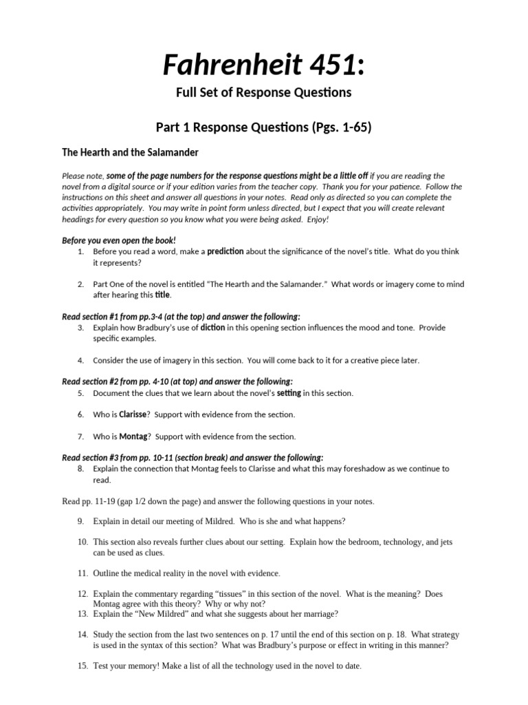 F451 ResponseQuestions FullNovel | PDF