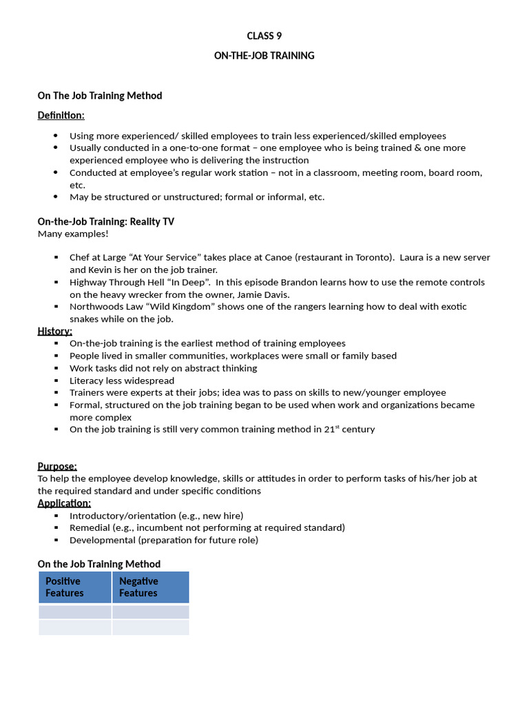 Class 9 Training and Devlop | PDF | Mentorship | Learning