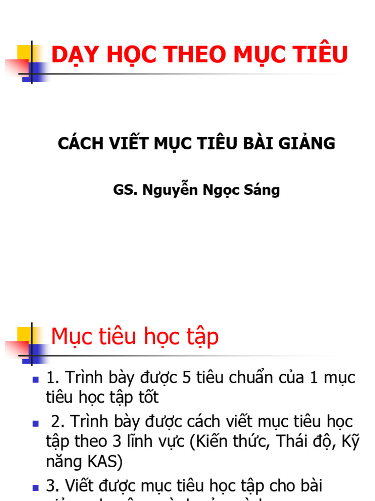 Muc Tieu Hoc tap-GS Sang | PDF