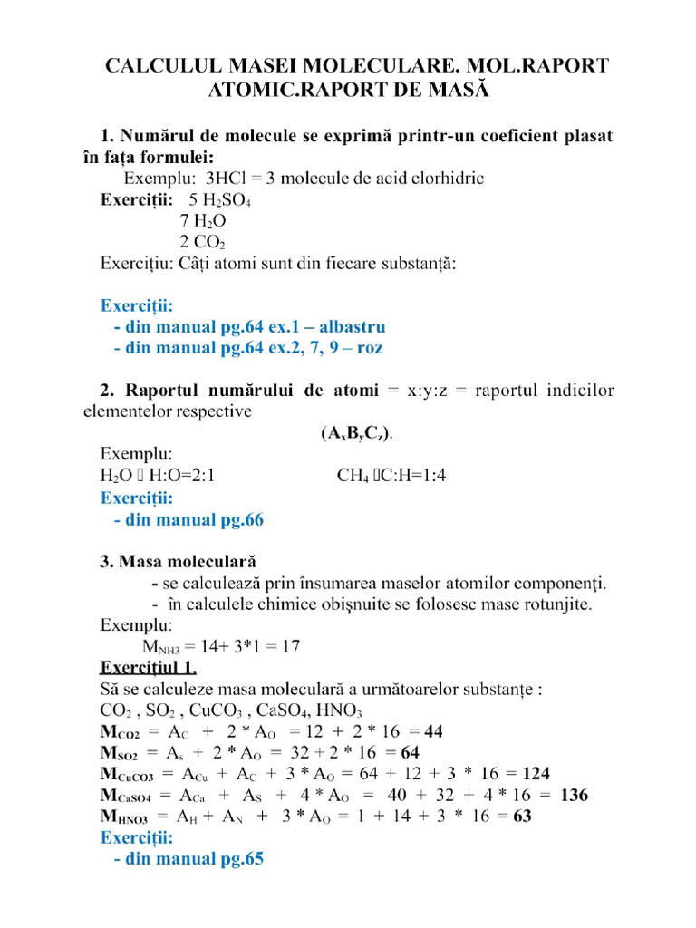 Calculul Masei Moleculare | PDF