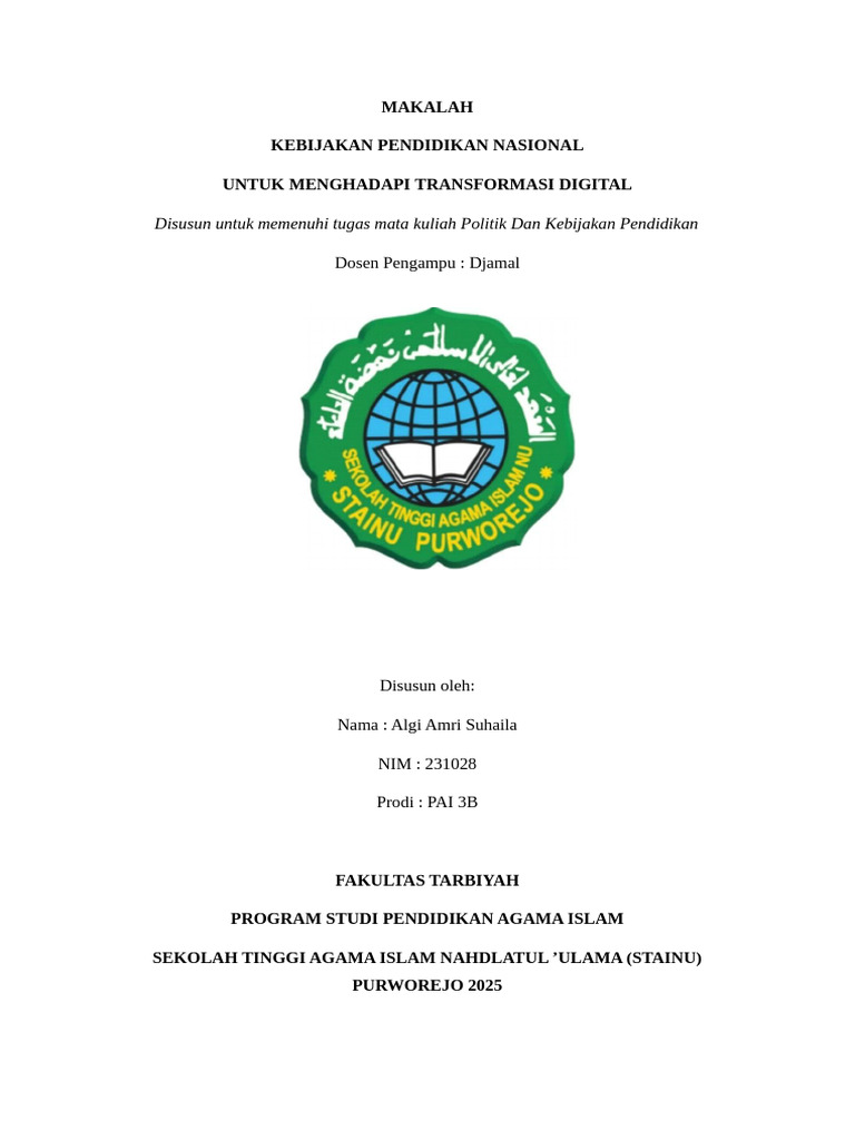 MAKALAH UAS Kebijakan Pendidikan | PDF