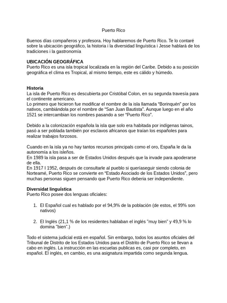 Descubre Puerto Rico: Historia y Cultura | PDF | Puerto Rico | Alimentos