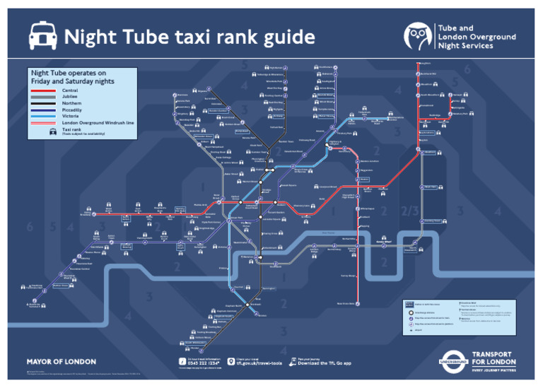 Night Tube Taxi Rank Guide | PDF | London | Passenger Rail Transport