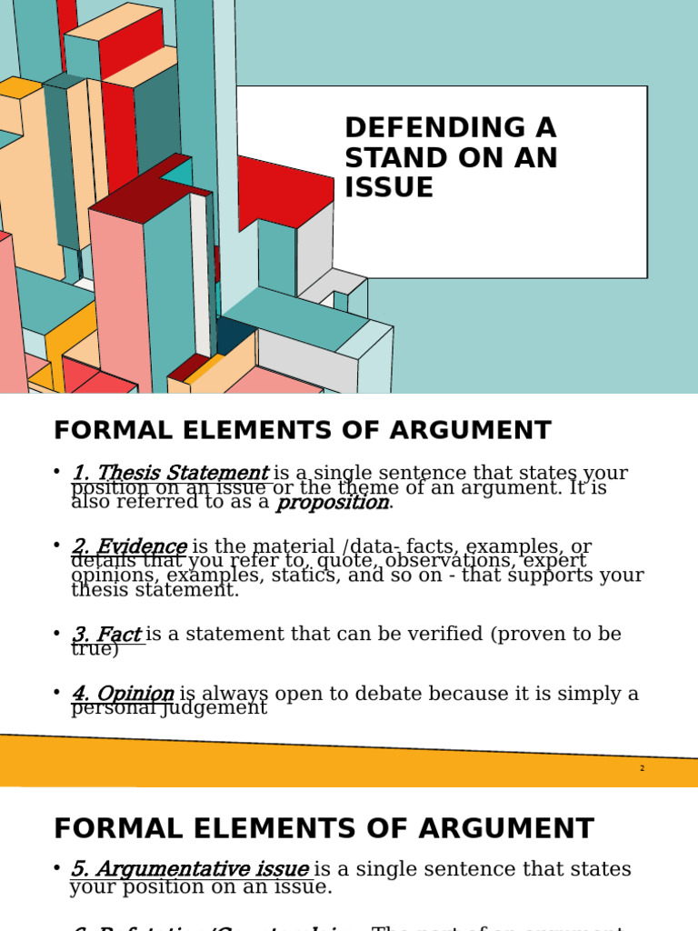 Defending A Stand On An Issue | PDF | Argument | Evidence
