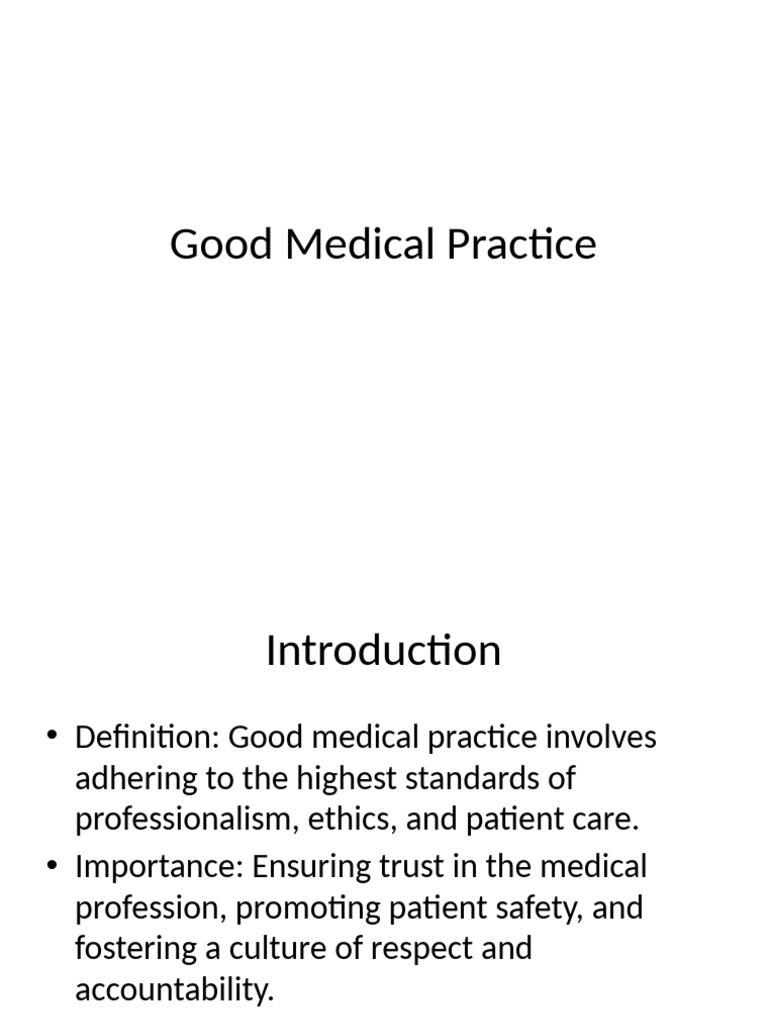Good Medical Practice Presentation | PDF