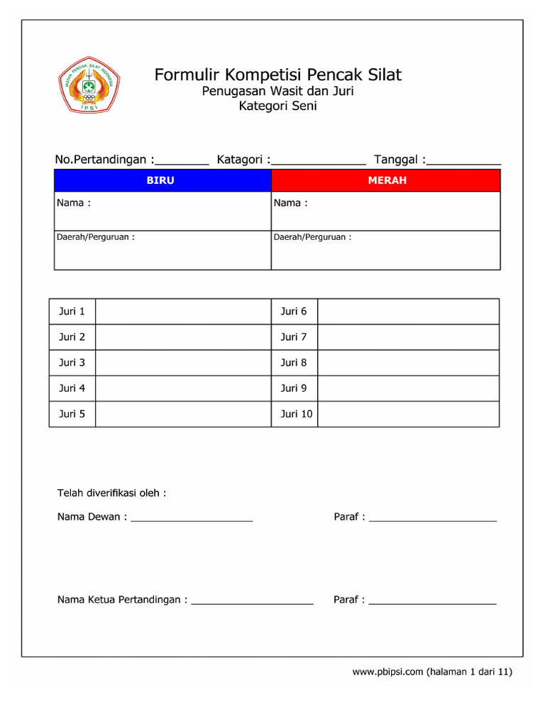 Form Penilaian TGR A4 pencak silat | PDF