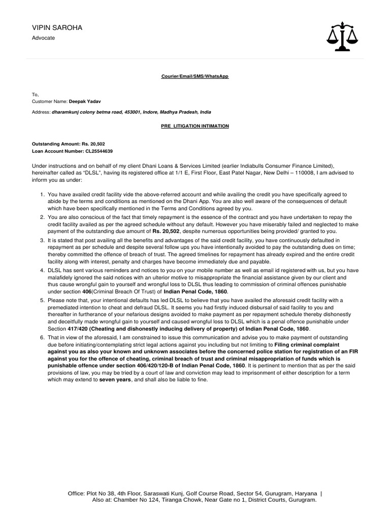 Legal Notice | PDF | Line Of Credit | Credit