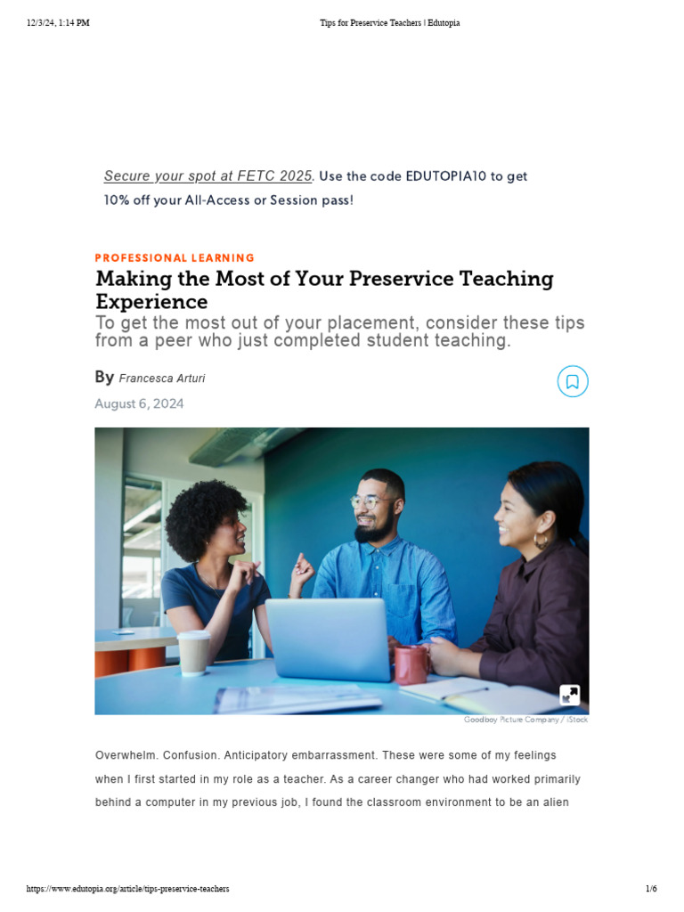 Tips for Preservice Teachers _ Edutopia | PDF | Mentorship | Teachers