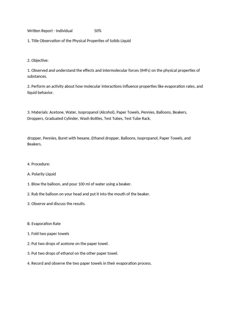 Written Report-WPS Office | PDF | Liquids | Water