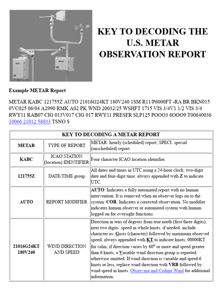 Metar Key | PDF