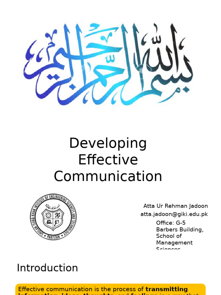 Lecture-3= Developing Effective Communication | PDF | Communication | Nonverbal Communication