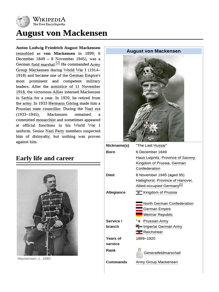 August_von_Mackensen | PDF | Military Of Germany | Military