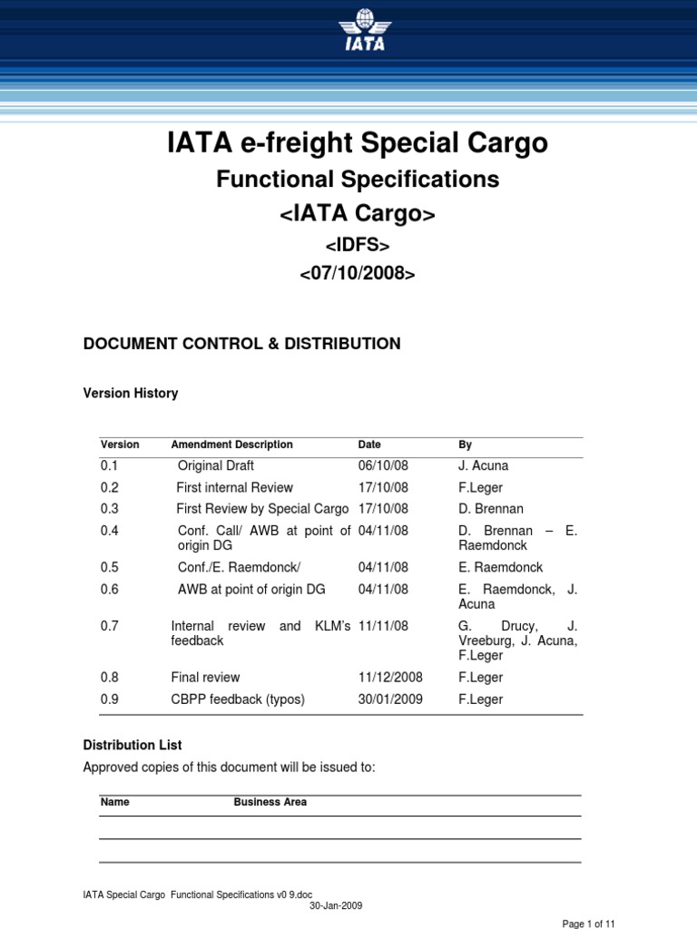 IATA - Special Cargo Functional Specifications v09 - Agents and ...