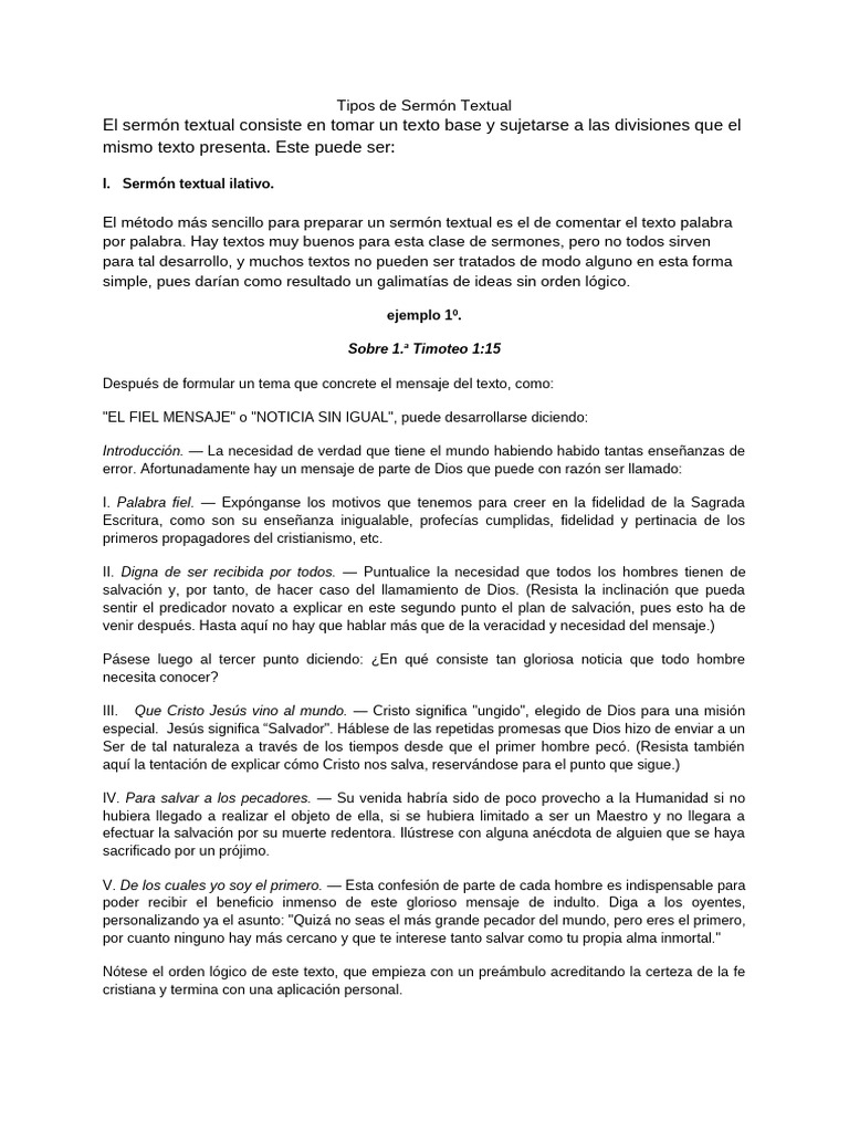Tipos de Sermón Textual | PDF | Sermón | Cristo (título)