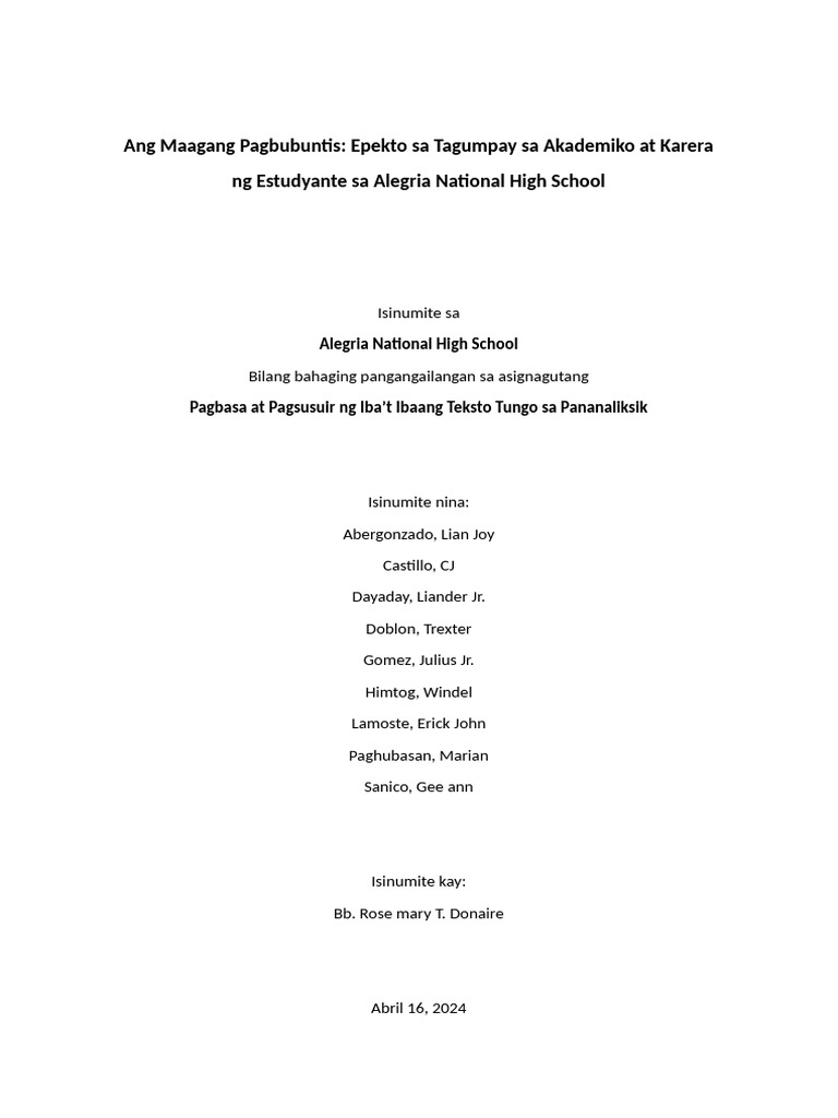 Ang Maagang Pagbubuntis | PDF