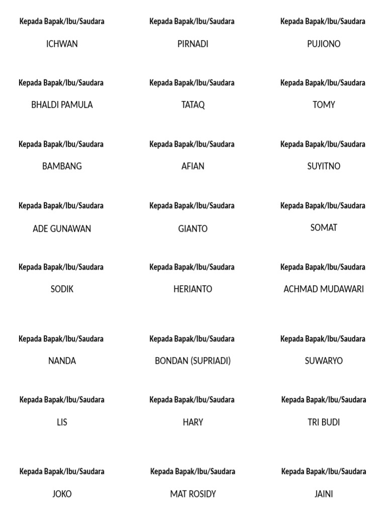 Nama Tamu Undangan | PDF