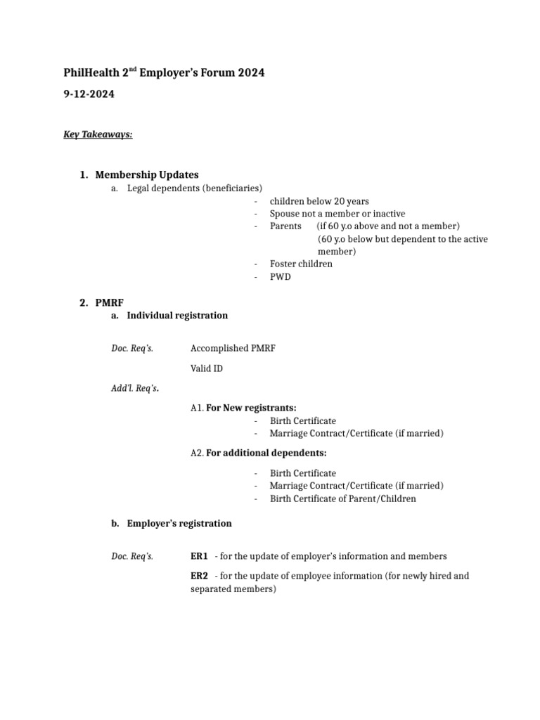 PHIC 2nd Employer Forum 2024 Key Takeaways | PDF