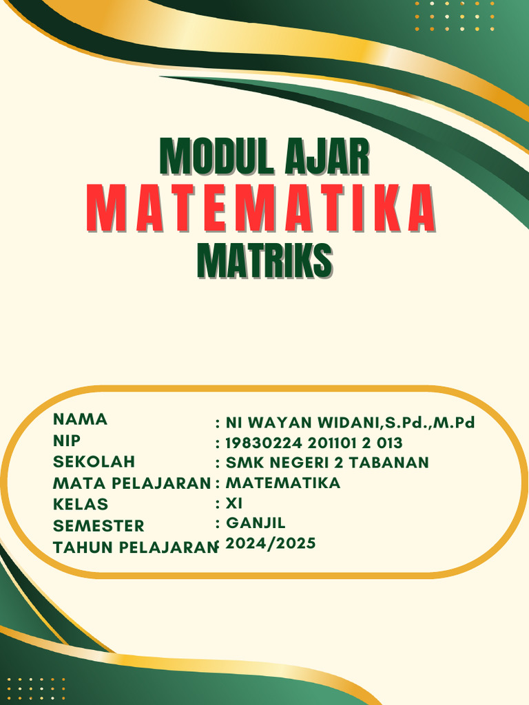 Modul Ajar Matriks | PDF