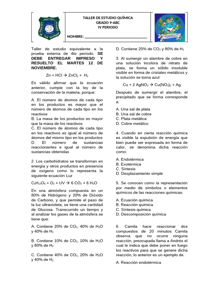 Taller de Estudio Q-9-ABC | PDF | Redox | Química