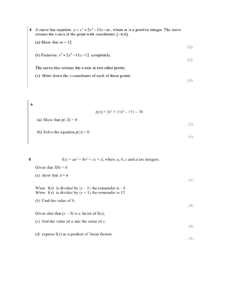 PPQ Dividing Polynomials and Sketching Cubics | PDF