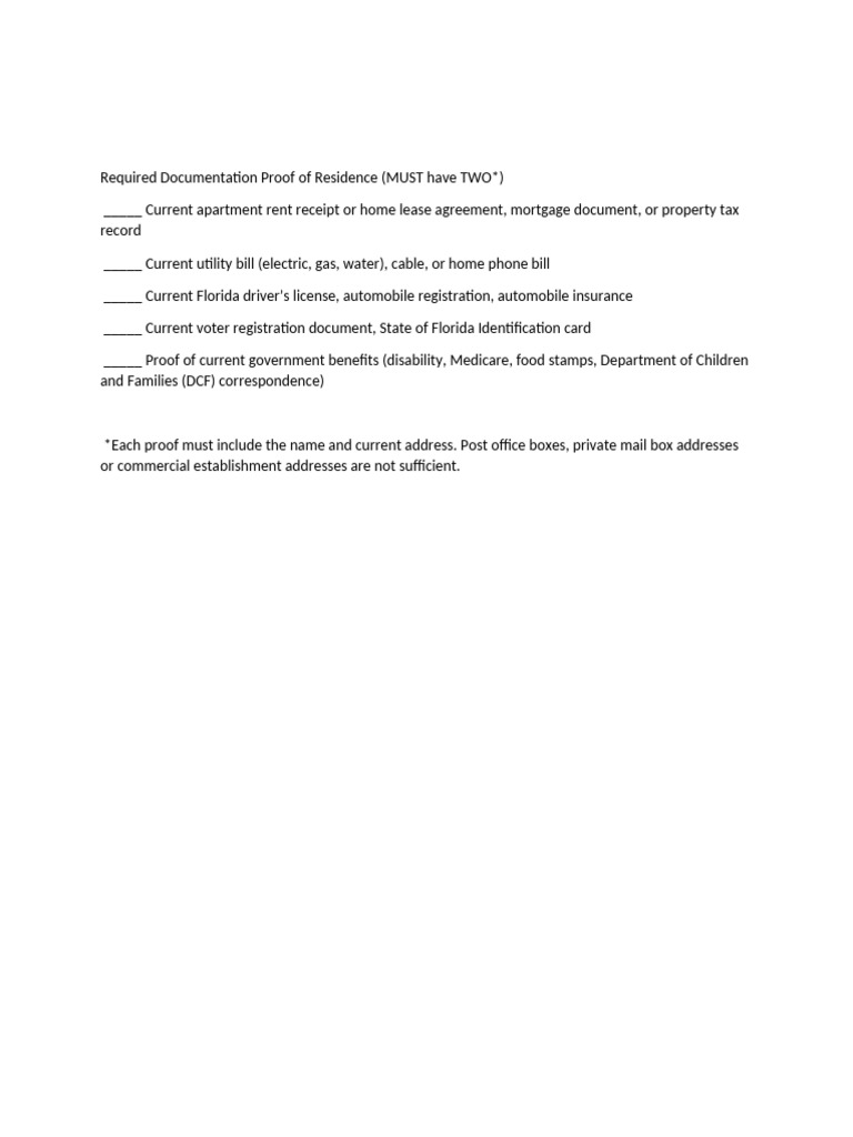 Proof of Residence Requirements | PDF