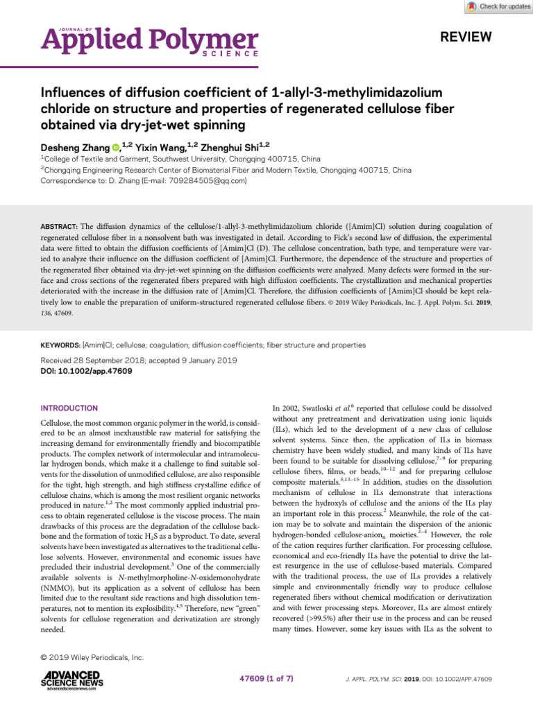 Review: Desheng Zhang, Yixin Wang, Zhenghui Shi | PDF | Solvation ...