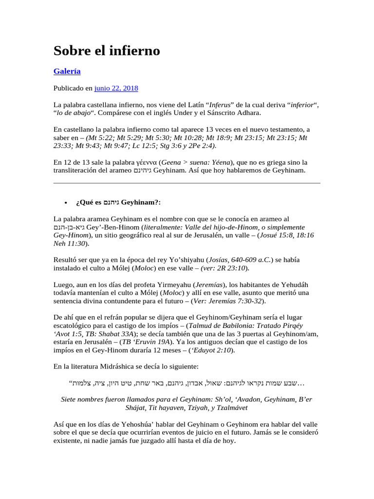 Sobre El Infierno | PDF | Infierno | Incendios