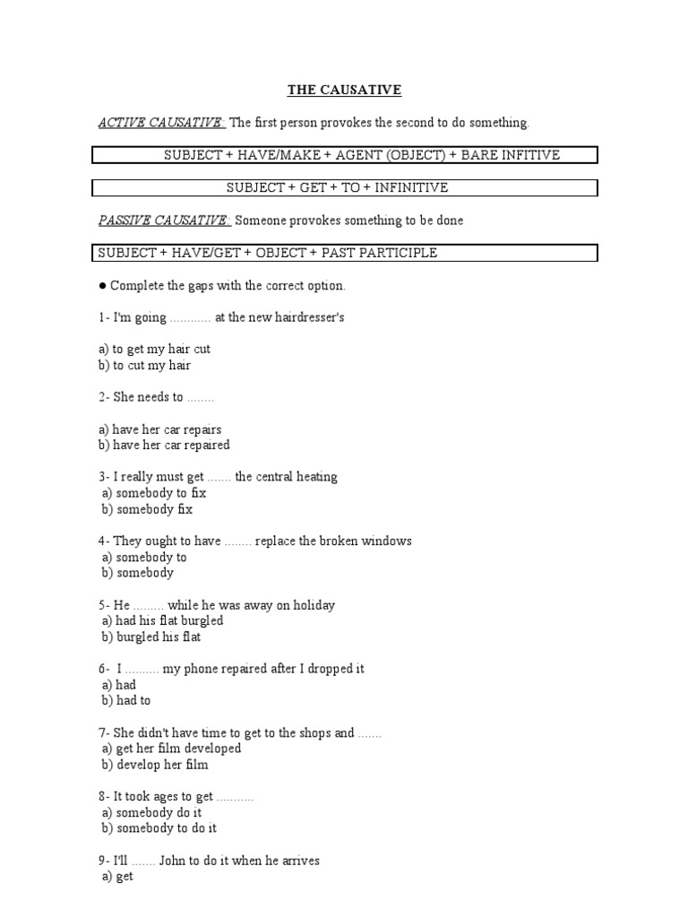 Understanding Causative Verbs in English | PDF | Home & Garden