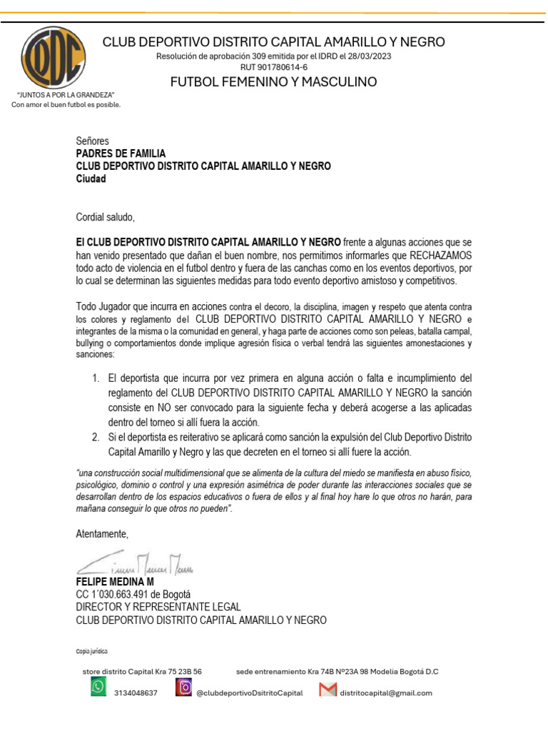 Comunicado N°2 | PDF | Bogotá | Asociación de Futbol