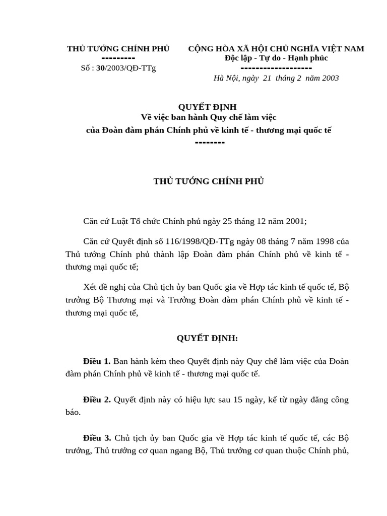 QD 30-2003-TTg | PDF