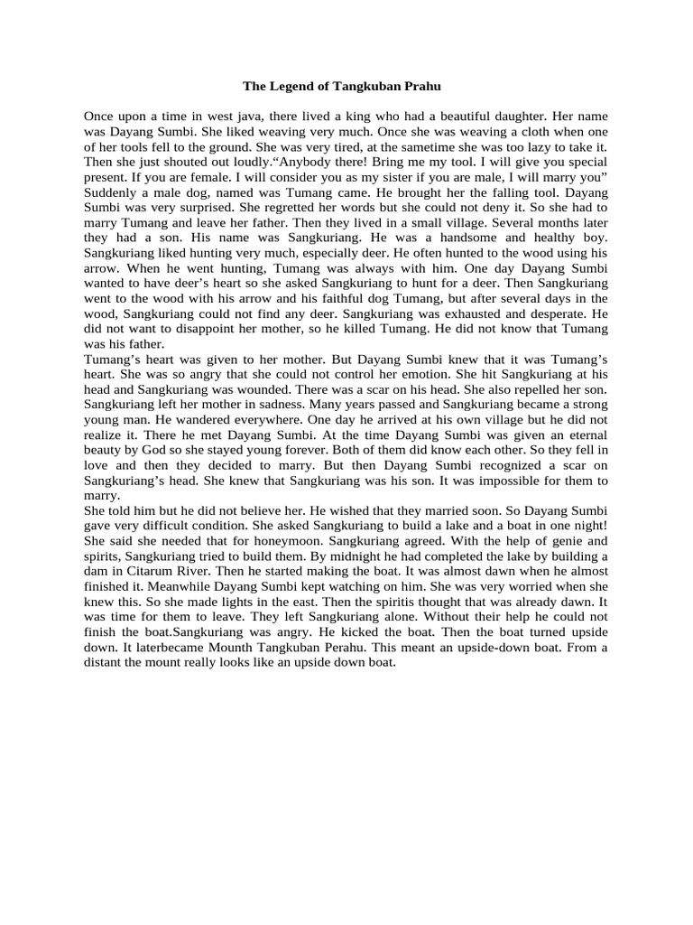 The Legend of Tangkuban Prahu | PDF