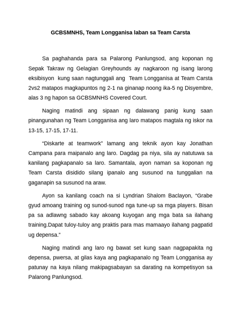 Collab Sports Writing Filipino (Done) | PDF