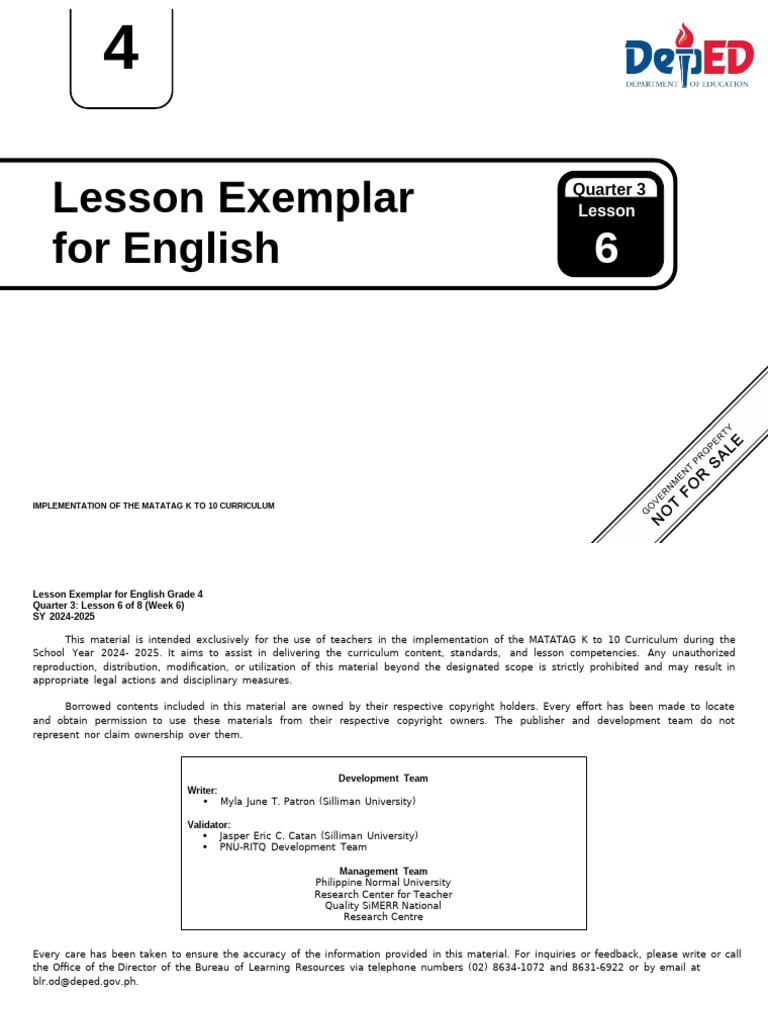 Q3 - LE - English 4 - Lesson 6 - Week 6 | PDF | Reading Comprehension ...