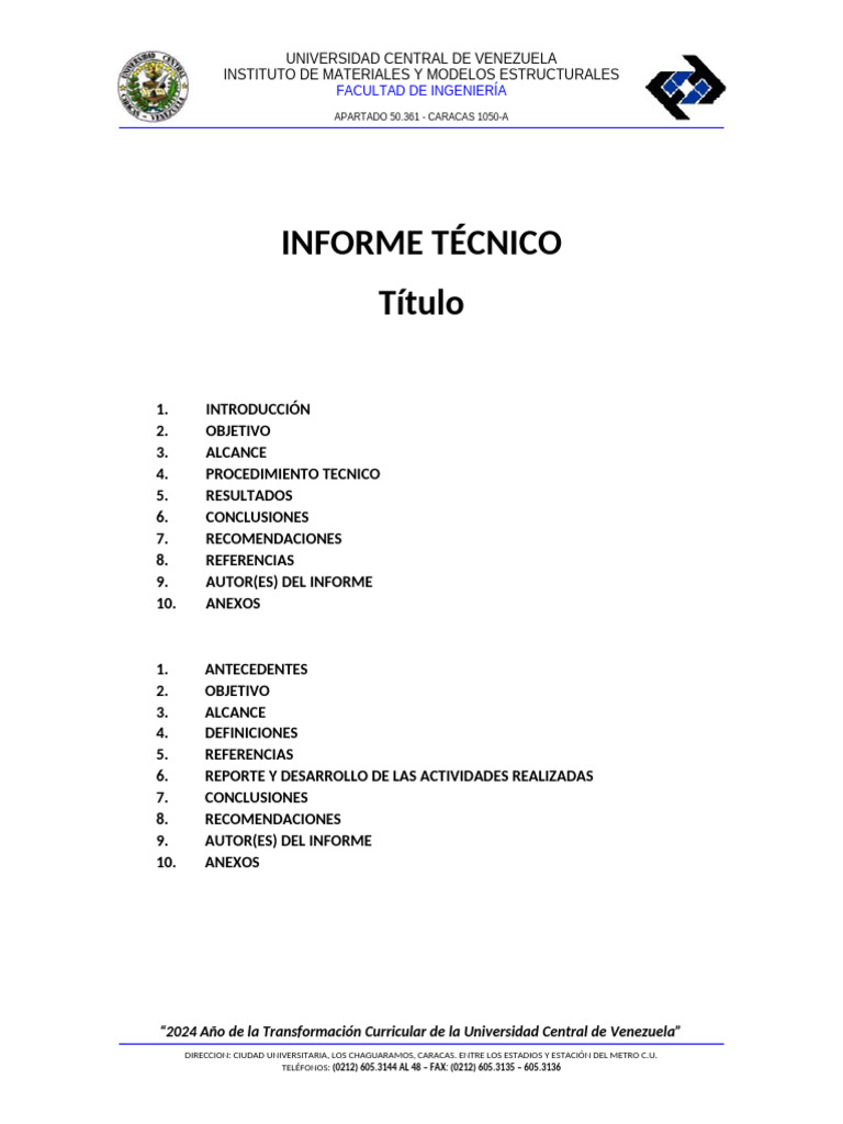 Modelo Informe Técnico | PDF