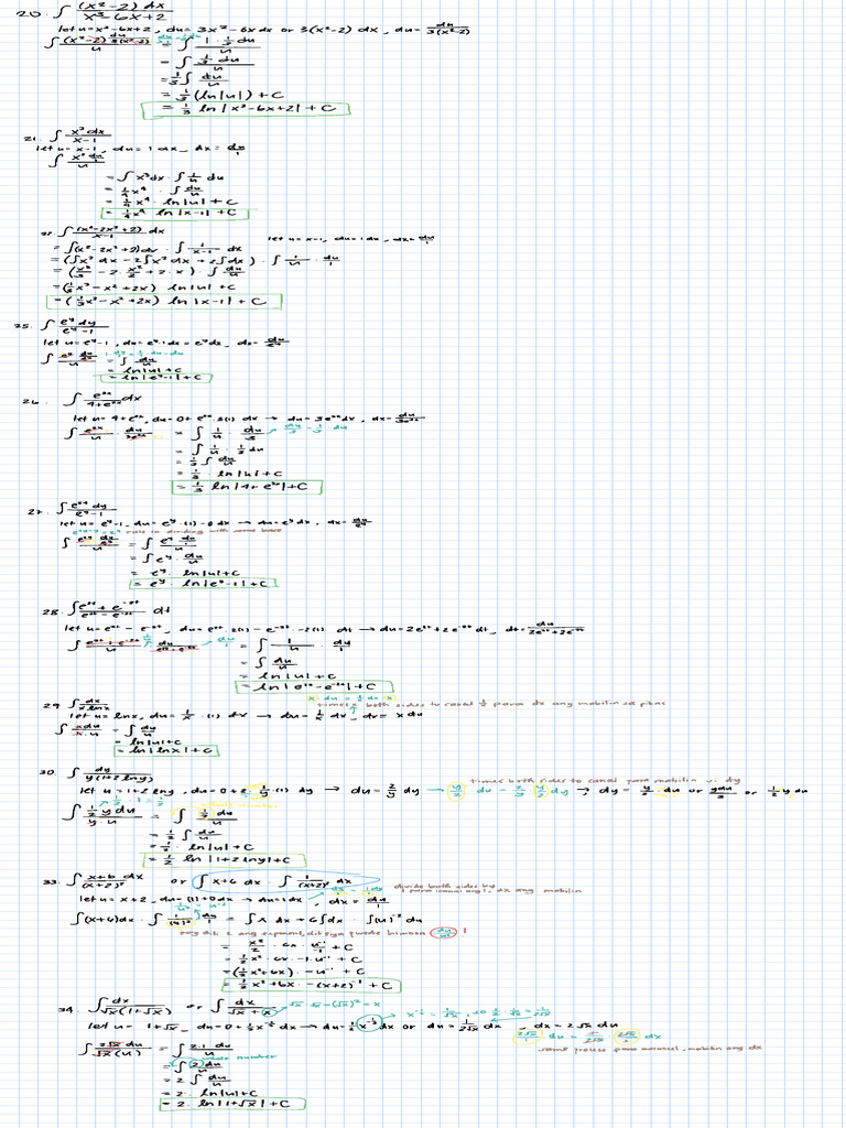 Practice Problems Integral of Logarithmic Functions | PDF
