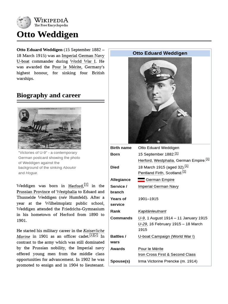 Otto_Weddigen | PDF | Ships | Warships