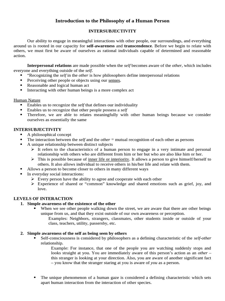Philosophy Qtr2-Lesson-2-Intersubjectivity | PDF | Mental Disorder | Disability