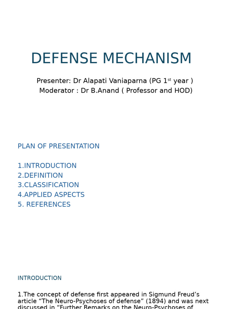 Defense Mechanisms | PDF | Id | Abnormal Psychology