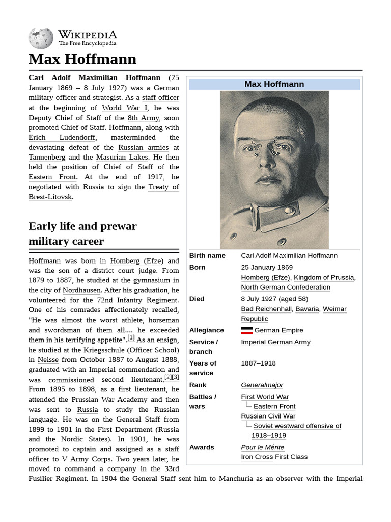 Max Hoffmann | PDF | Military | Conflicts
